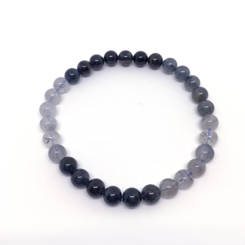 Blue Rutilated Quartz Bracelet, Rutilquarz Armband, Bracelet De Quartz ...