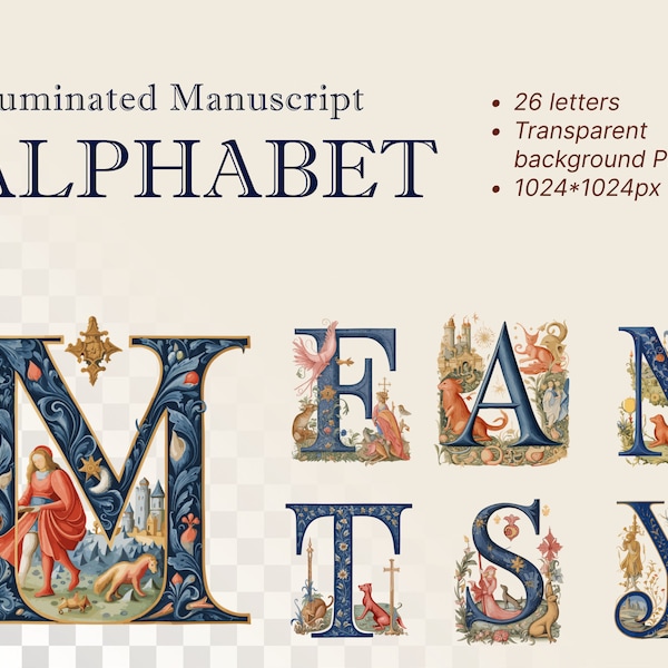 Illuminated Alphabet - Etsy