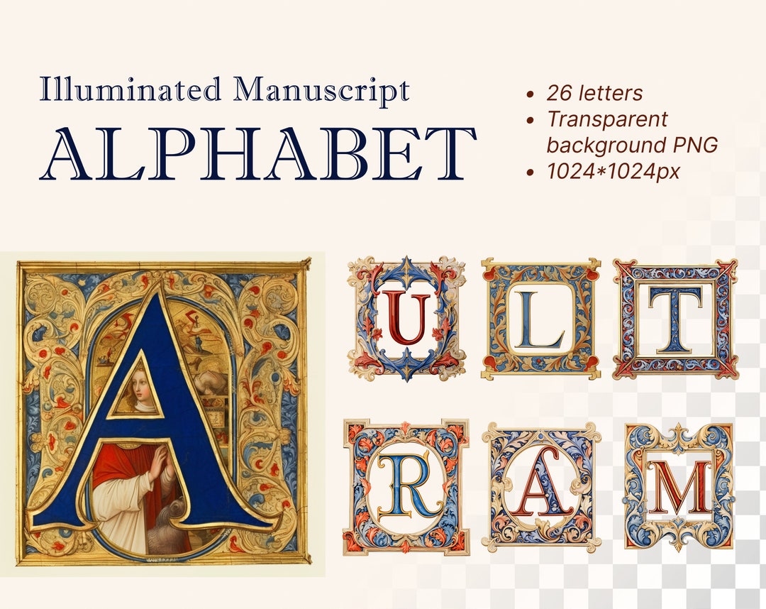 Byzantine Alphabet | Transparent PNG Download | Illuminated Manuscript ...