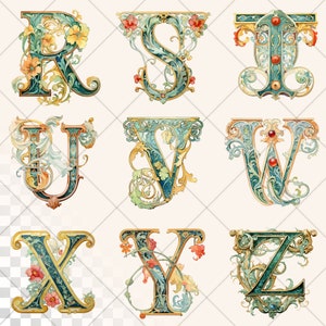 Oriental Jade Alphabet | Transparent PNG SVG | Illuminated Letters ...