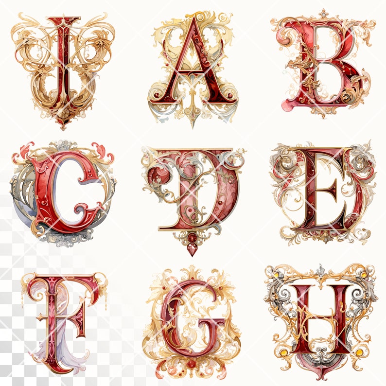 Ruby Alphabet Transparent PNG SVG Illuminated Letters - Etsy