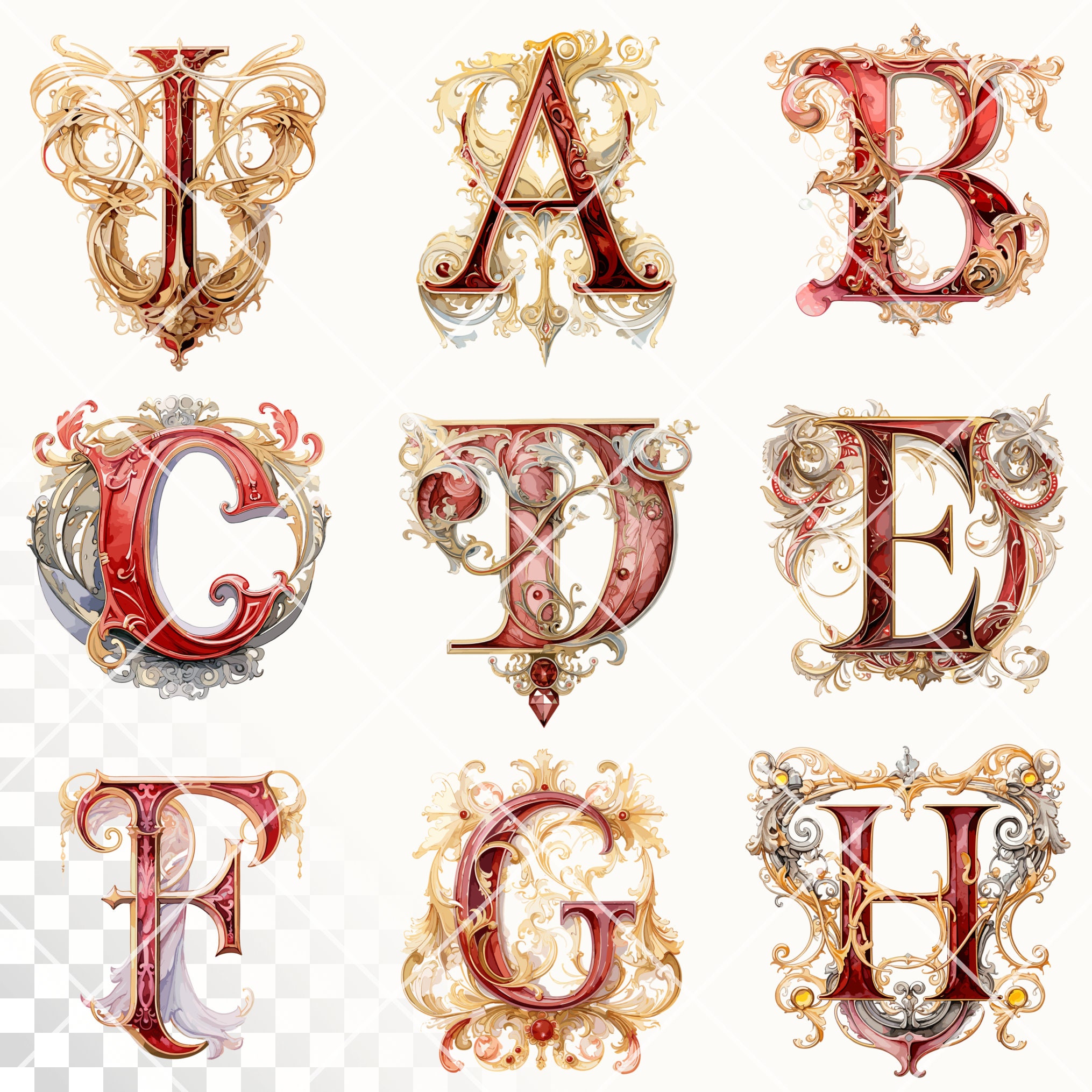 Ruby Alphabet | Transparent PNG SVG | Illuminated Letters | July ...