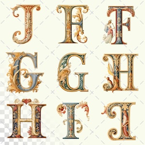 Renaissance Elegance Alphabet | Transparent PNG SVG | Medieval ...