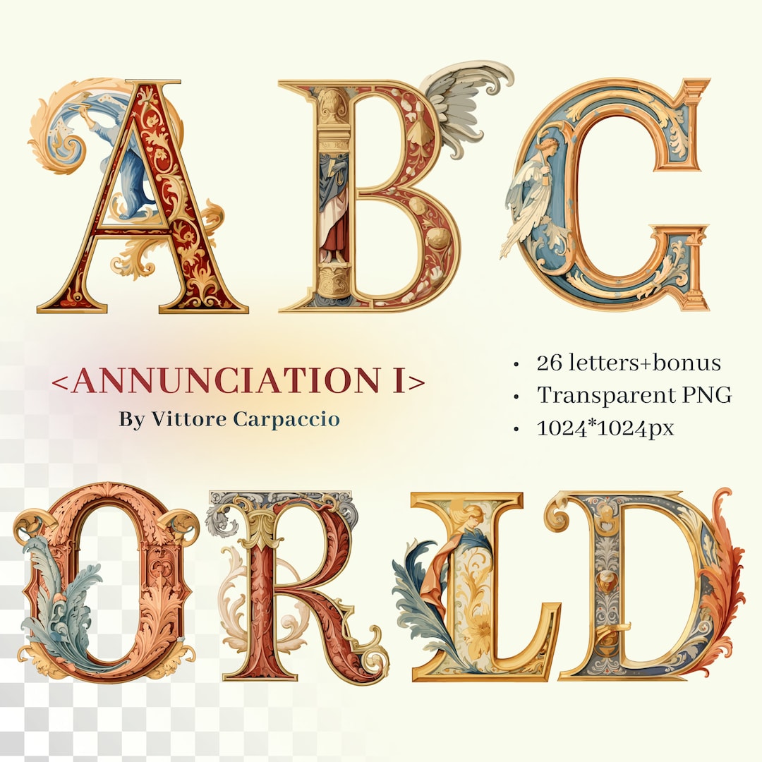 Renaissance Elegance Alphabet | Transparent PNG SVG | Medieval ...