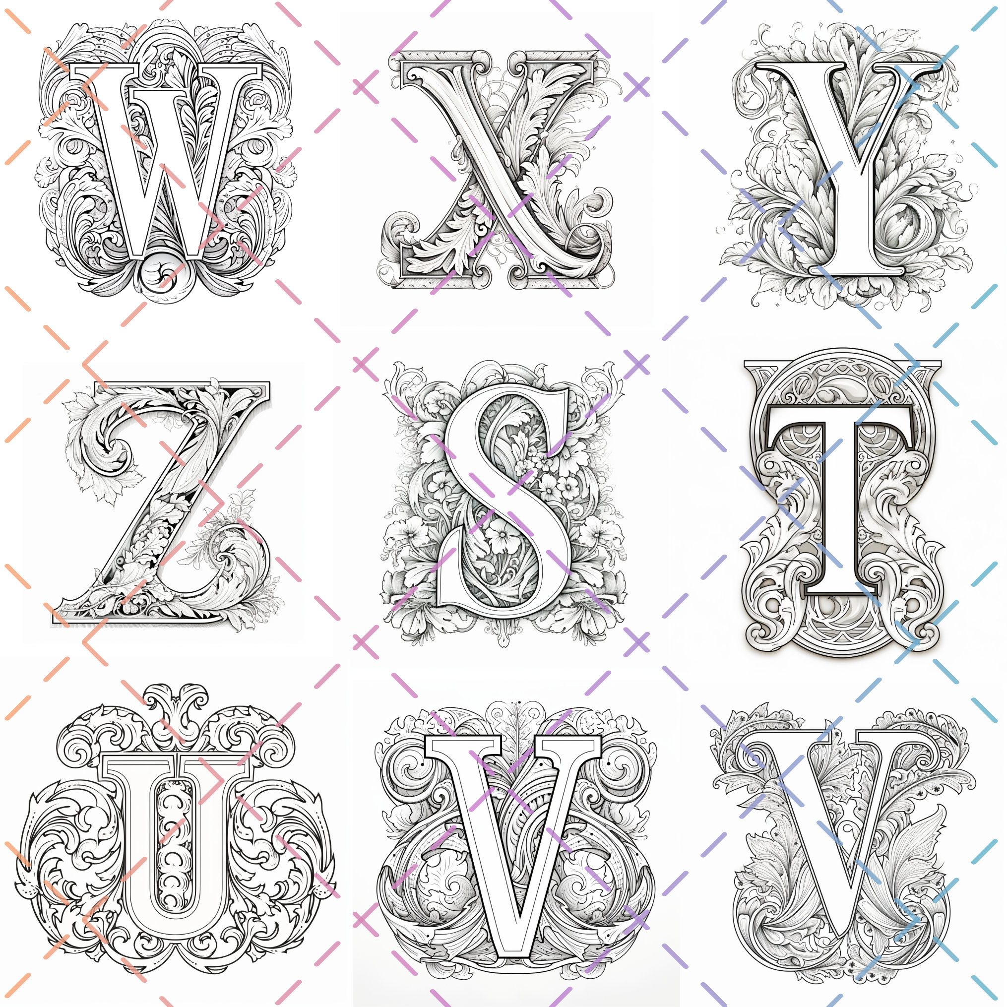 Medieval Coloring Alphabet | Illuminated Letters Coloring Pages ...