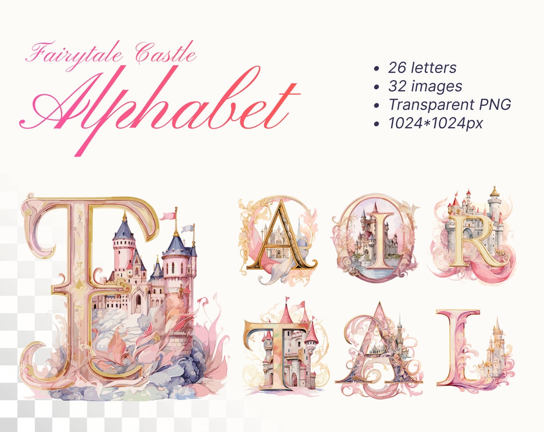 Fairytale Princess Castle Alphabet | Transparent PNG SVG | Fancy ...