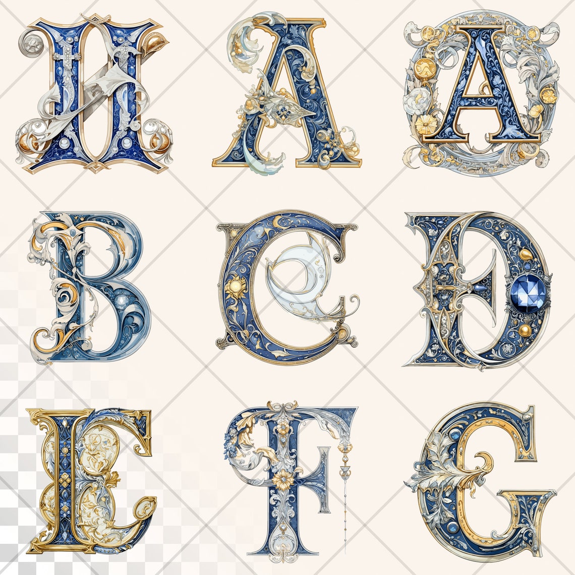 Sapphire Alphabet Transparent PNG SVG Illuminated Letters September ...
