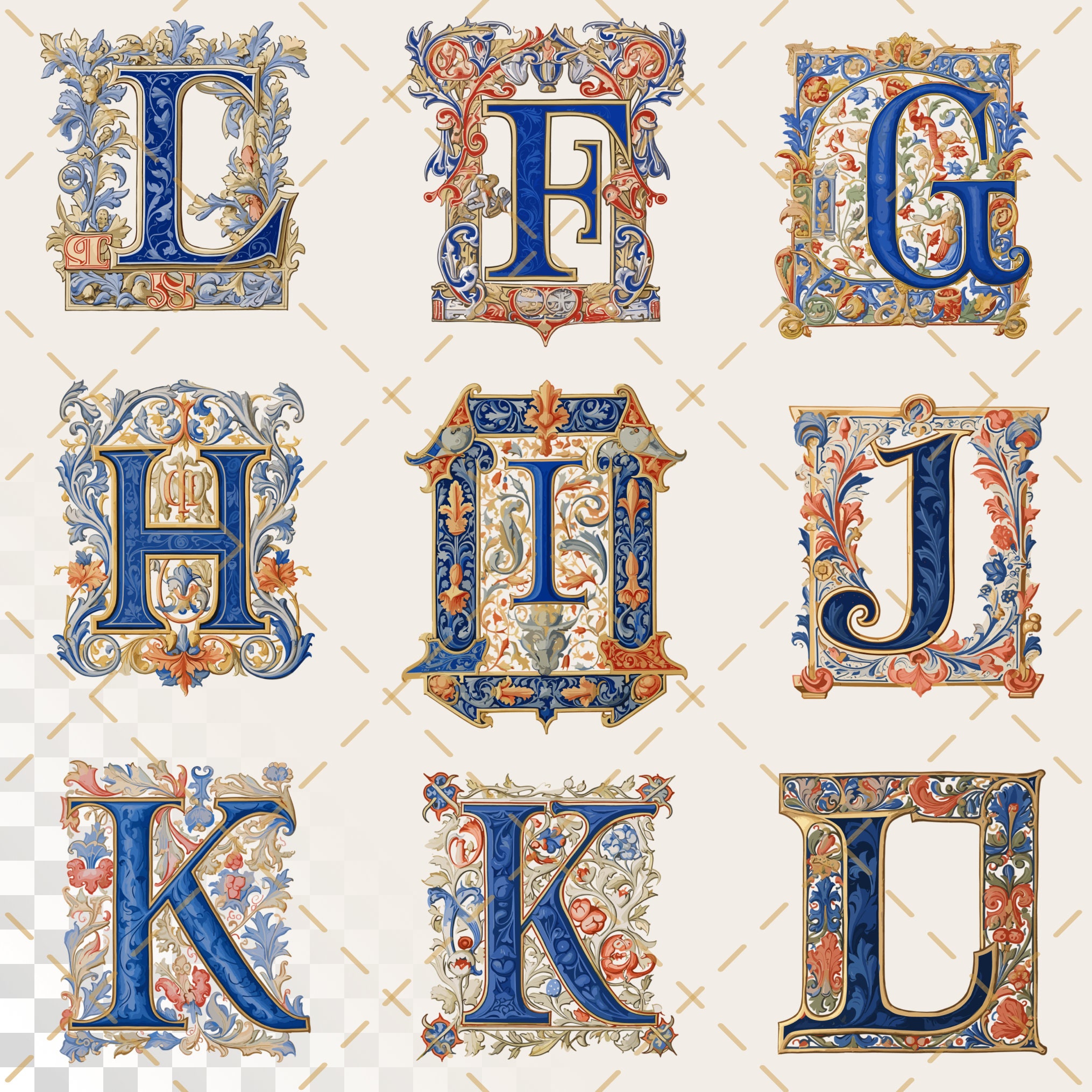 Faith Virtue Alphabet | Transparent PNG SVG | Medieval Illuminated ...