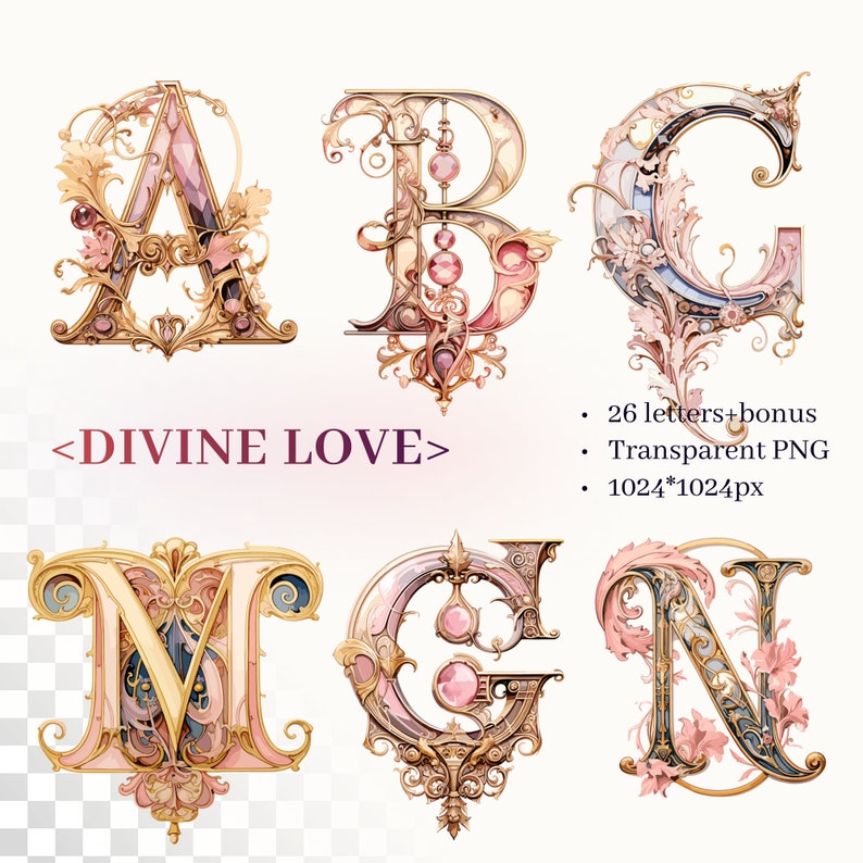 Divine Love Alphabet Valentine's Day Lettering Transparent PNG SVG ...