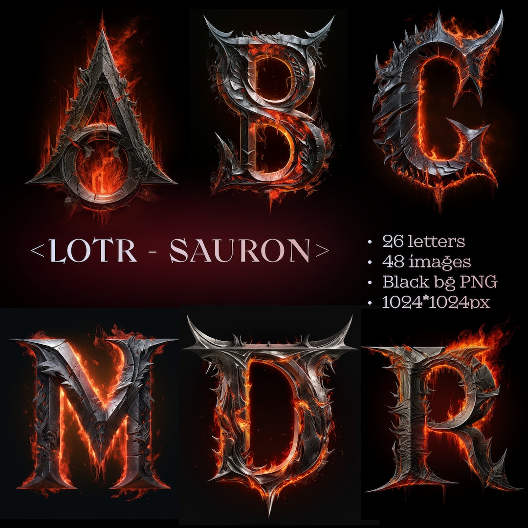 Orcish Alphabet Clipart | PNG Download | Dark Mythical Letters ...