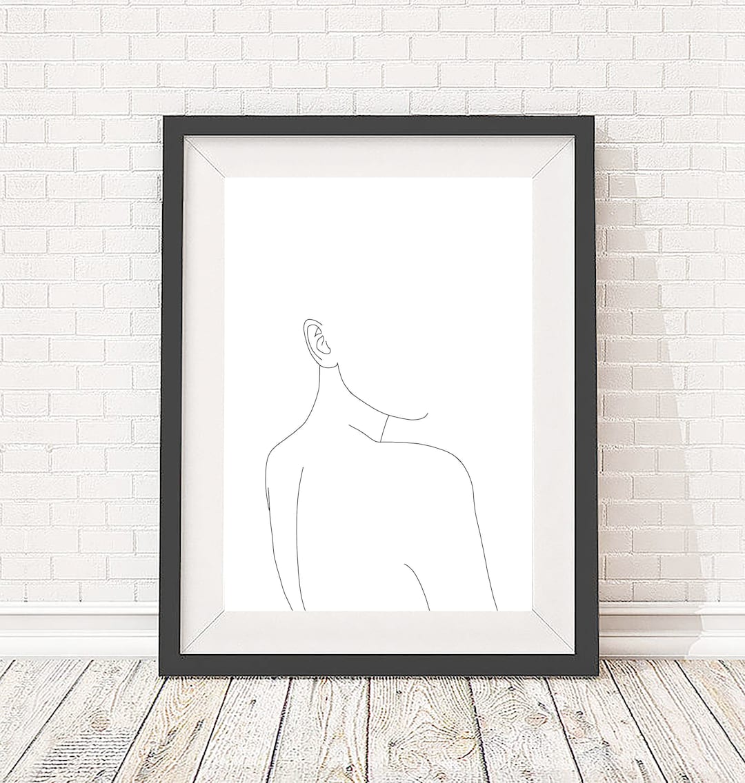 Framed or Unframed Minimal Line Drawing of Woman's Back, Figurative Art ...