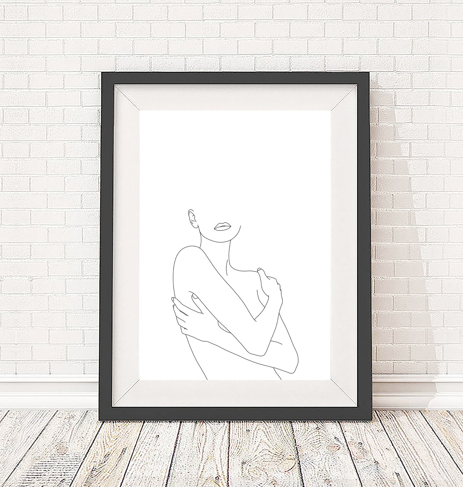 Minimal Line Drawing of Female Figure, Figurative Art Print, Black and ...