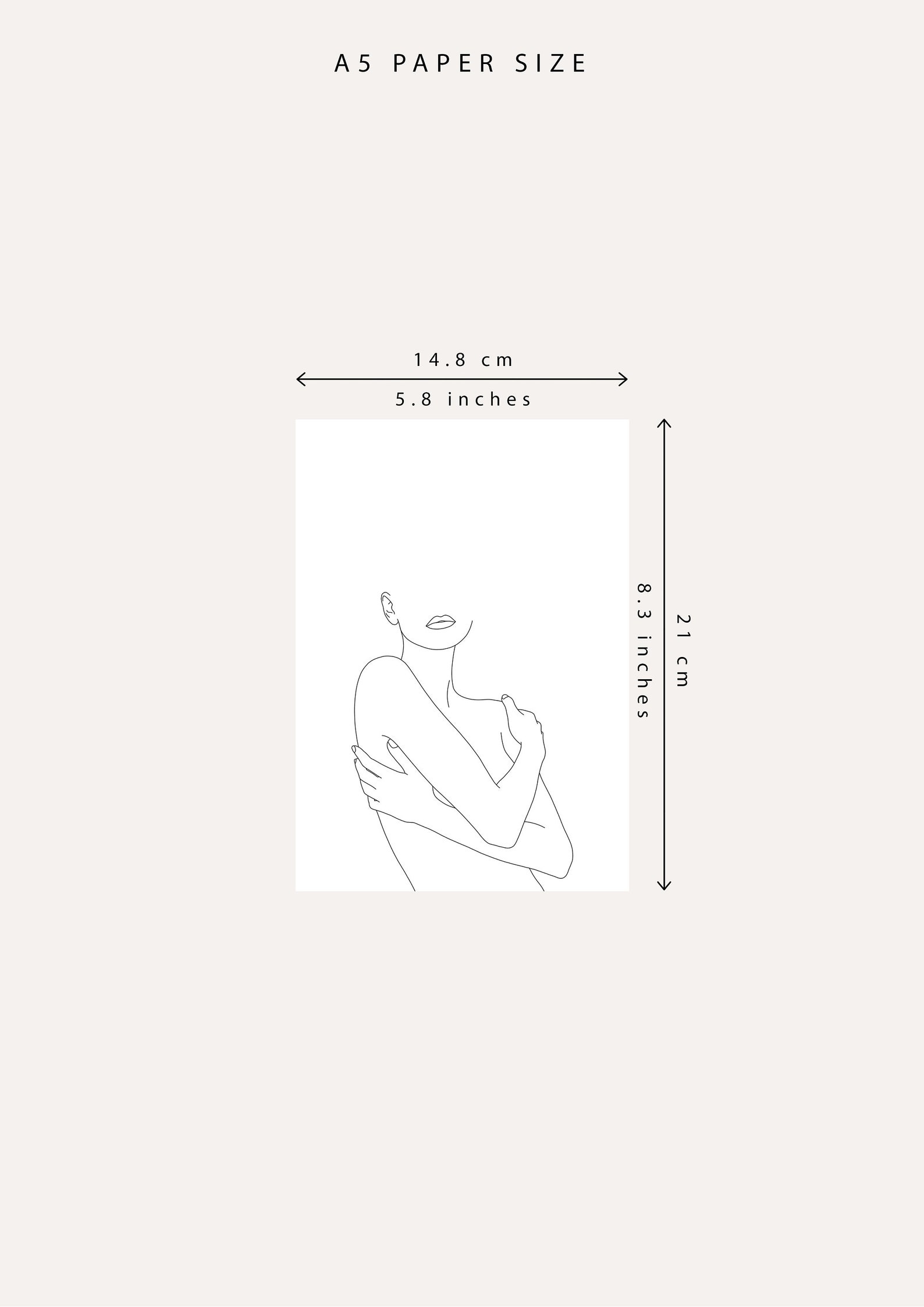 Minimal Line Drawing of Female Figure, Figurative Art Print, Black and ...