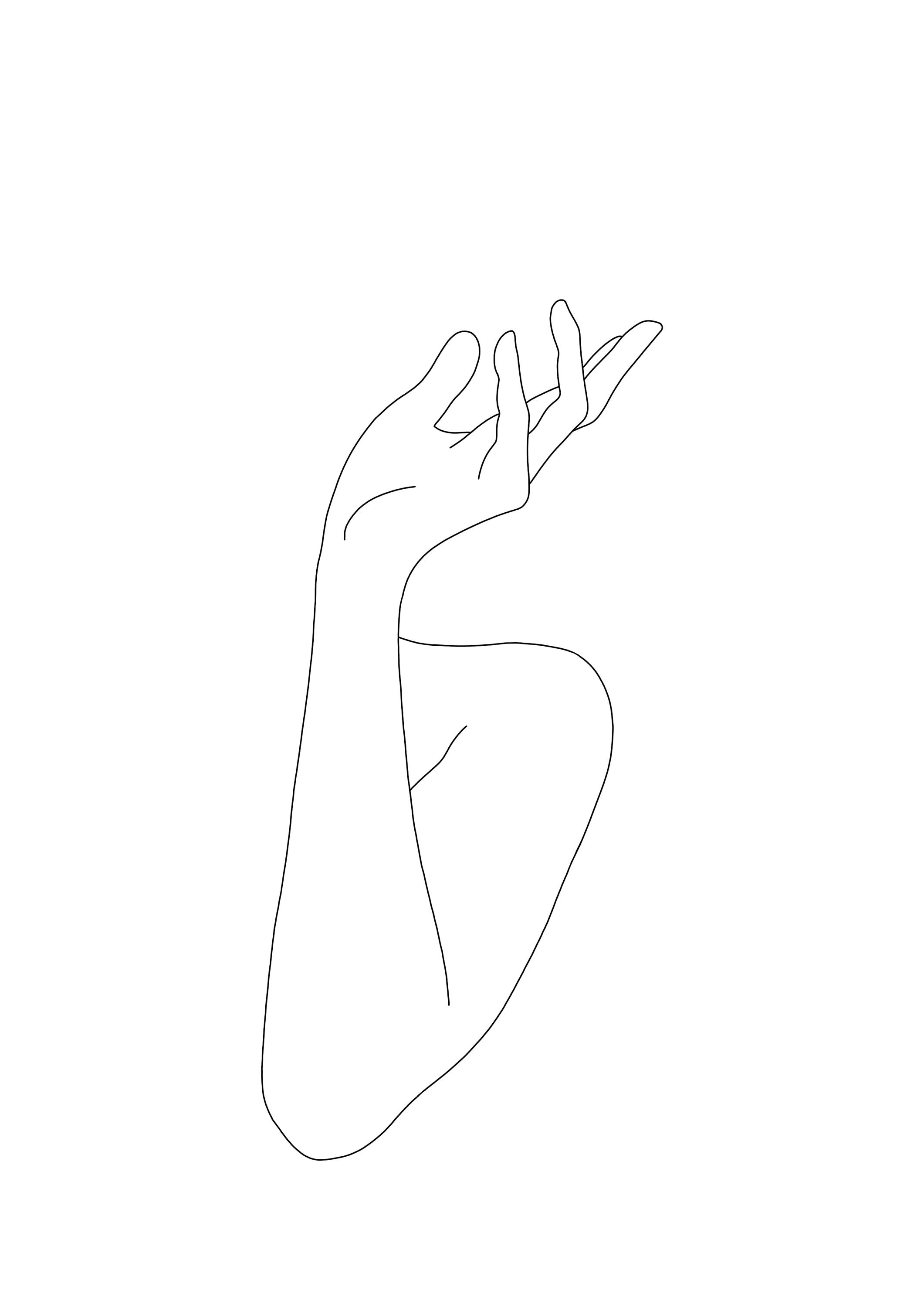 Framed or Unframed Woman's Hand Line Drawing Illustration, Minimal Art ...