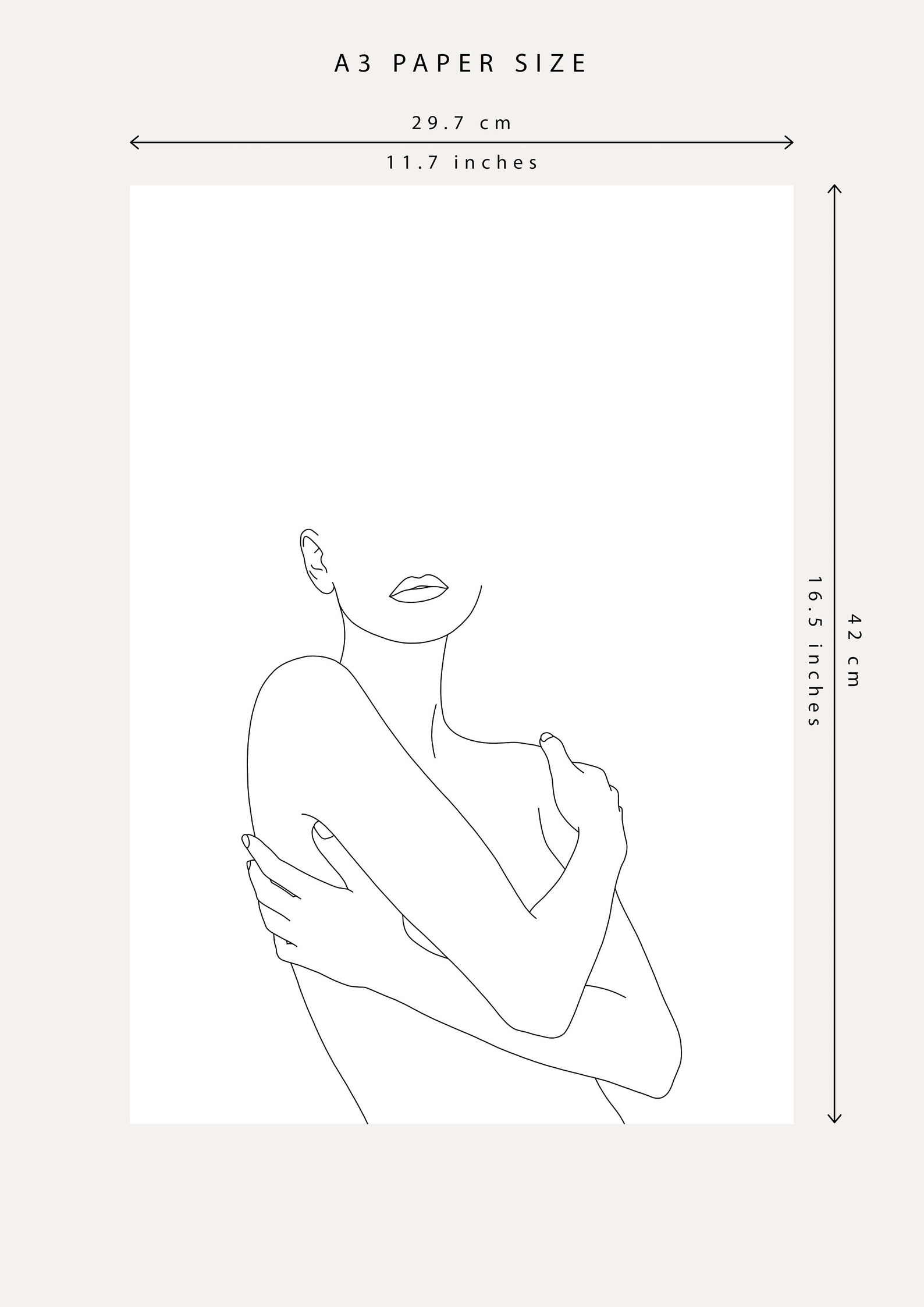 Minimal Line Drawing of Female Figure, Figurative Art Print, Black and ...