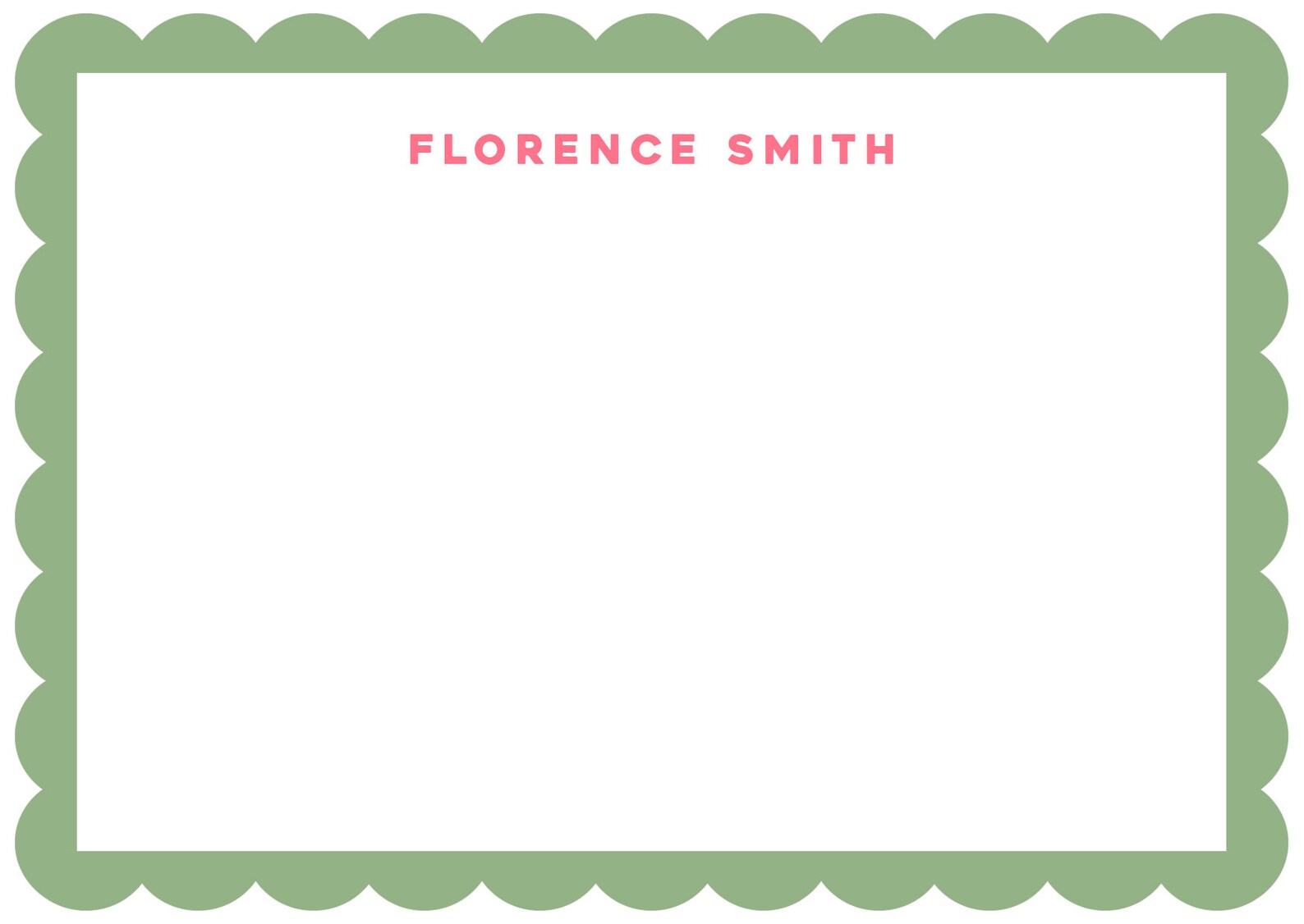 Scallop Edge Personalised Stationary, Elegant Note Card With Custom ...