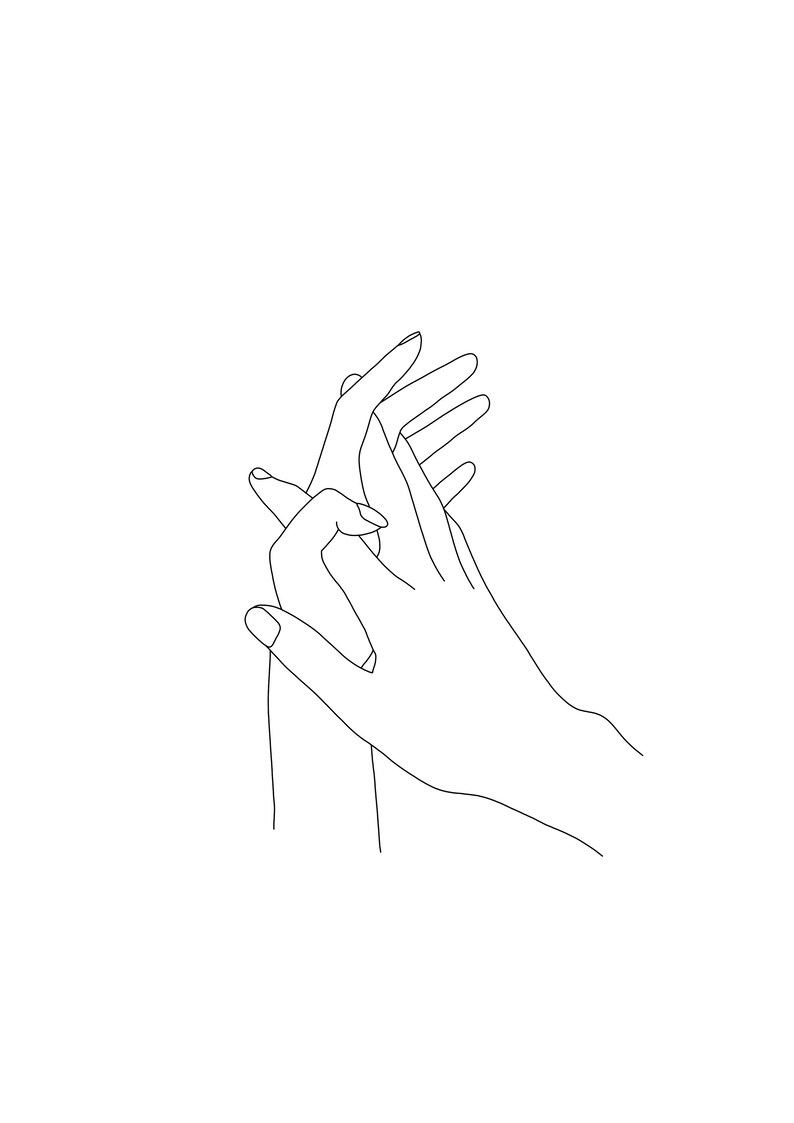 Minimalist Hands Illustration Black and White Art Print 5x7 - Etsy