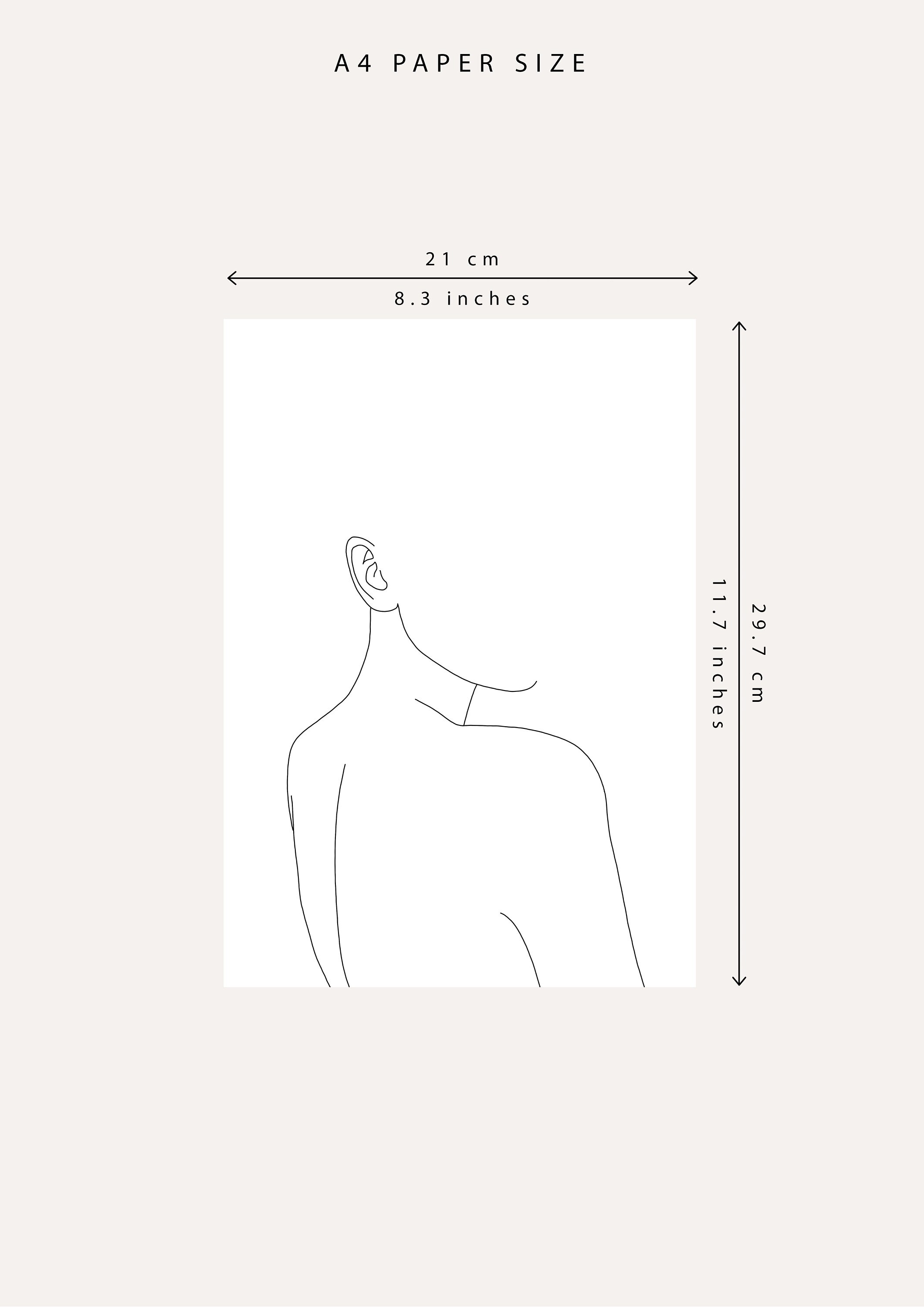 Framed or Unframed Minimal Line Drawing of Woman's Back, Figurative Art ...