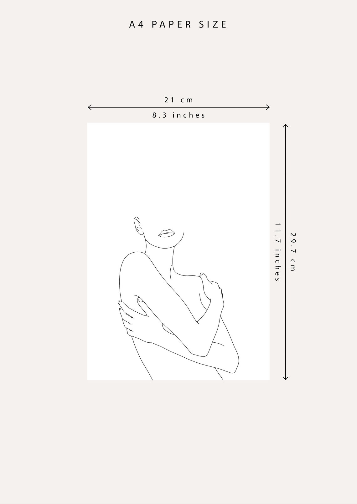 Minimal Line Drawing of Female Figure, Figurative Art Print, Black and ...