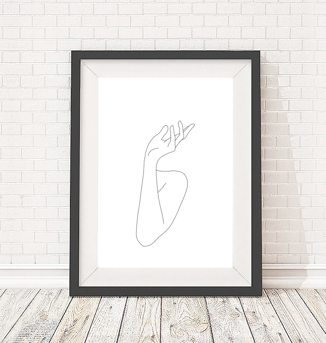 Framed or Unframed Woman's Hand Line Drawing Illustration, Minimal Art ...