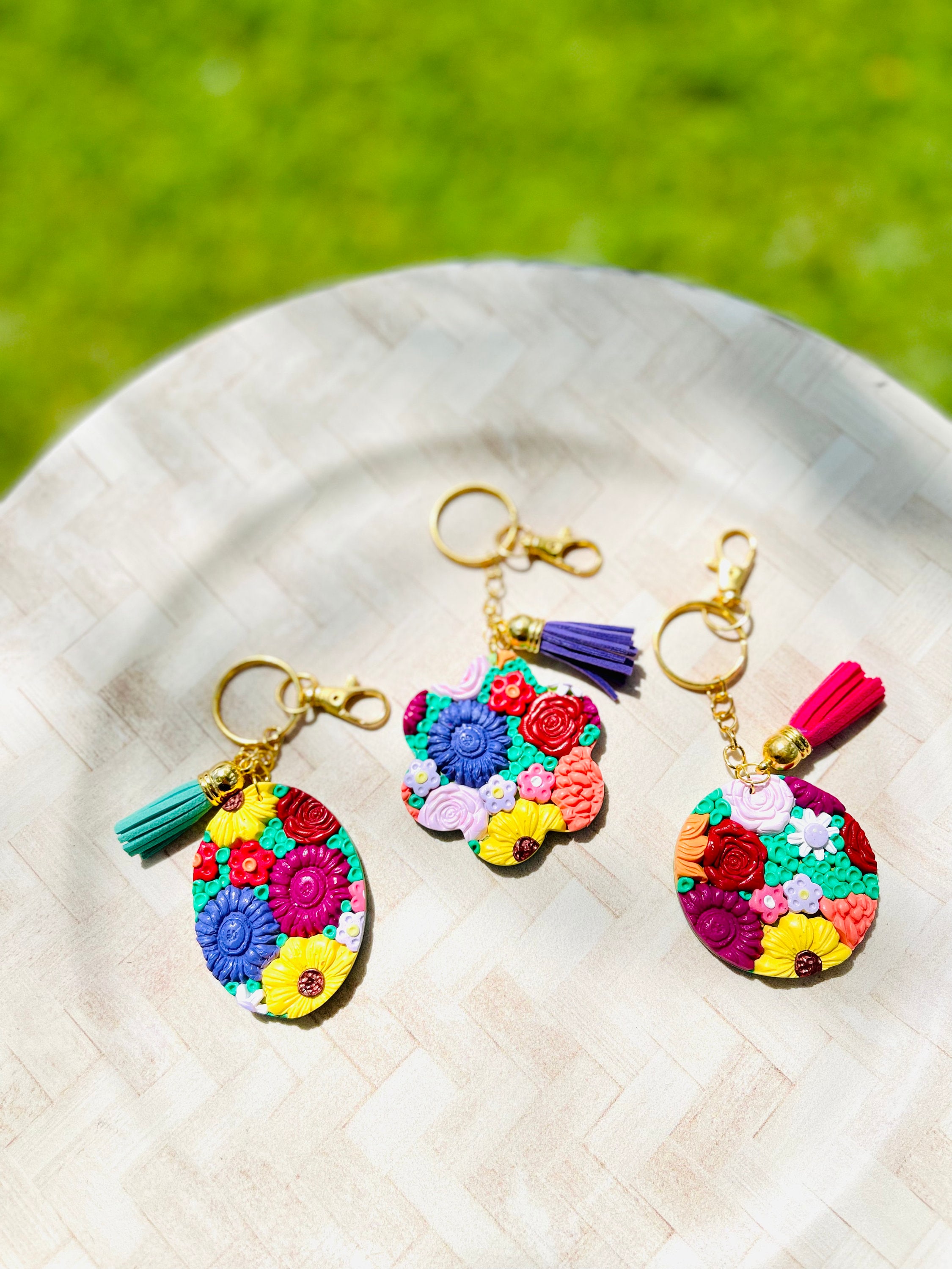 Mini Flower Garden Keychains Polymer Clay Keychains Green | Etsy
