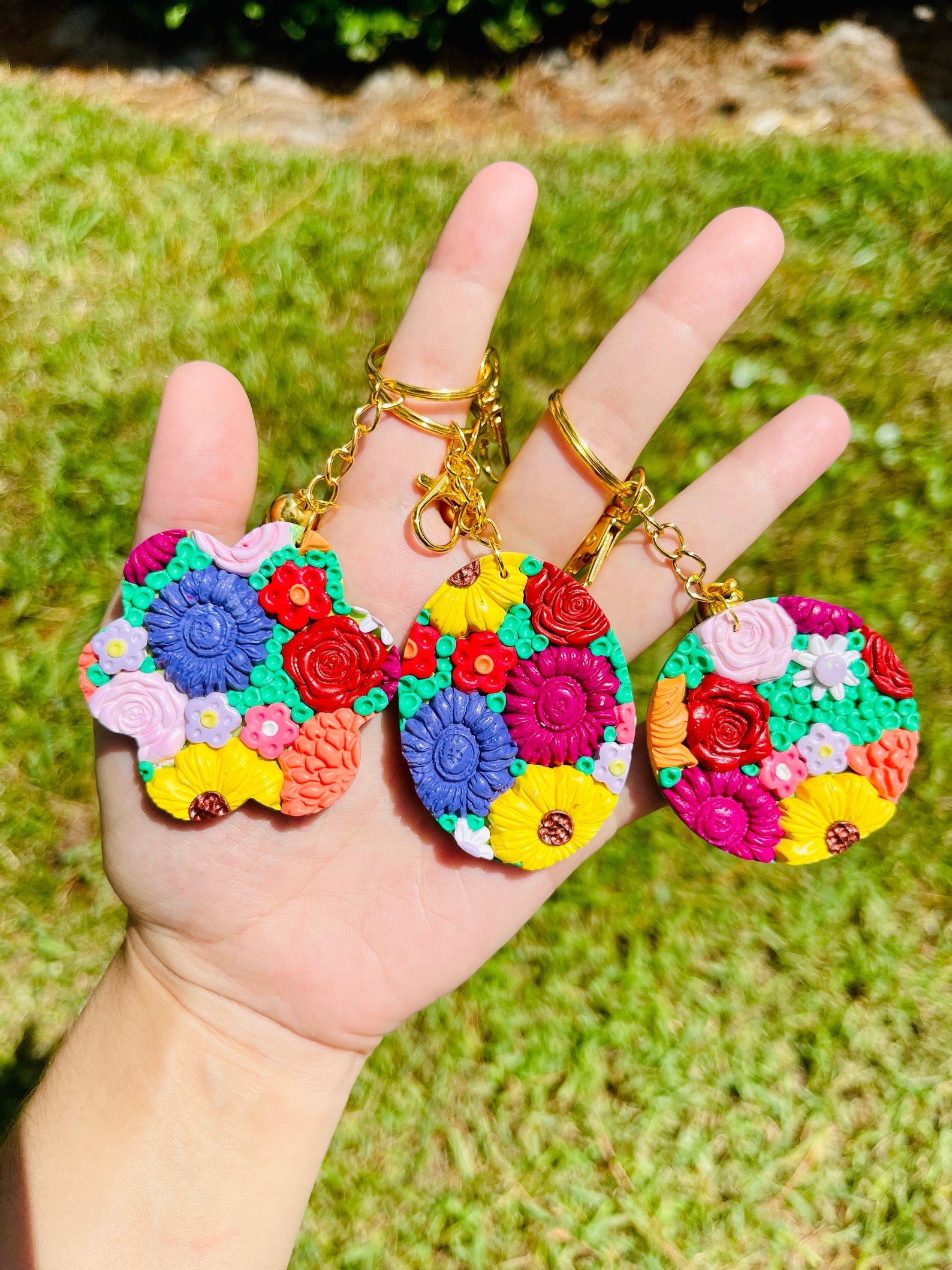 Mini Flower Garden Keychains Polymer Clay Keychains Green | Etsy