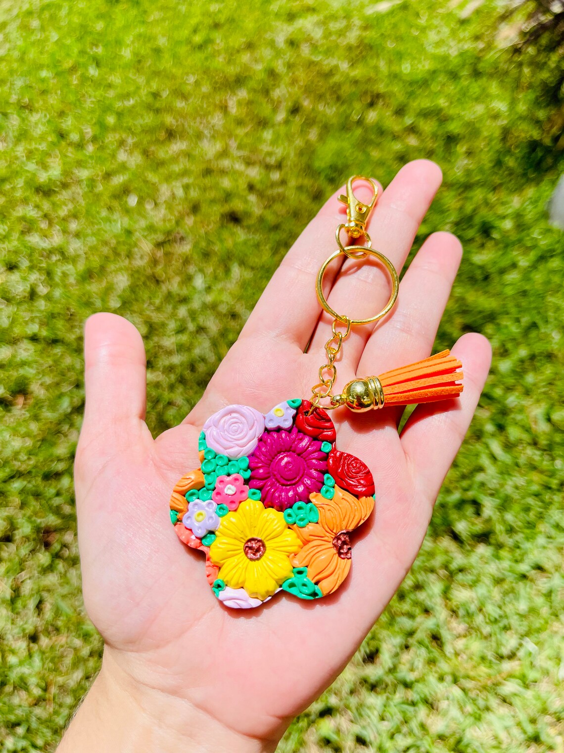 Mini Flower Garden Keychains Polymer Clay Keychains Green | Etsy