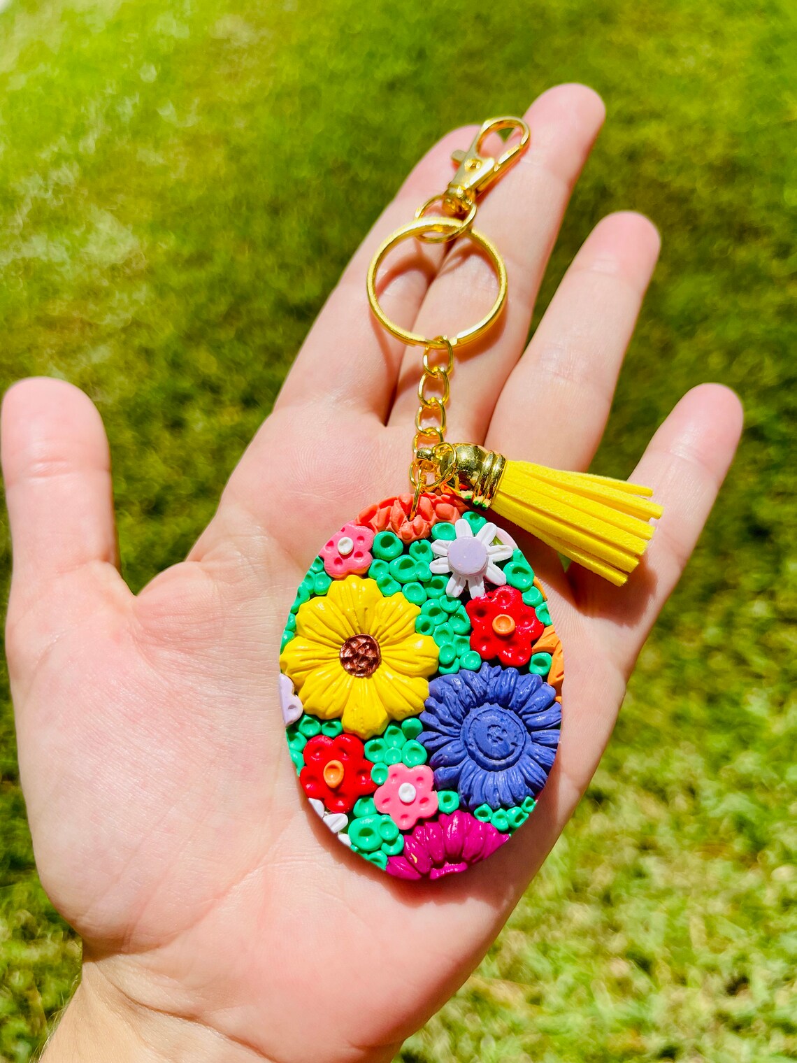 Mini Flower Garden Keychains Polymer Clay Keychains Green | Etsy
