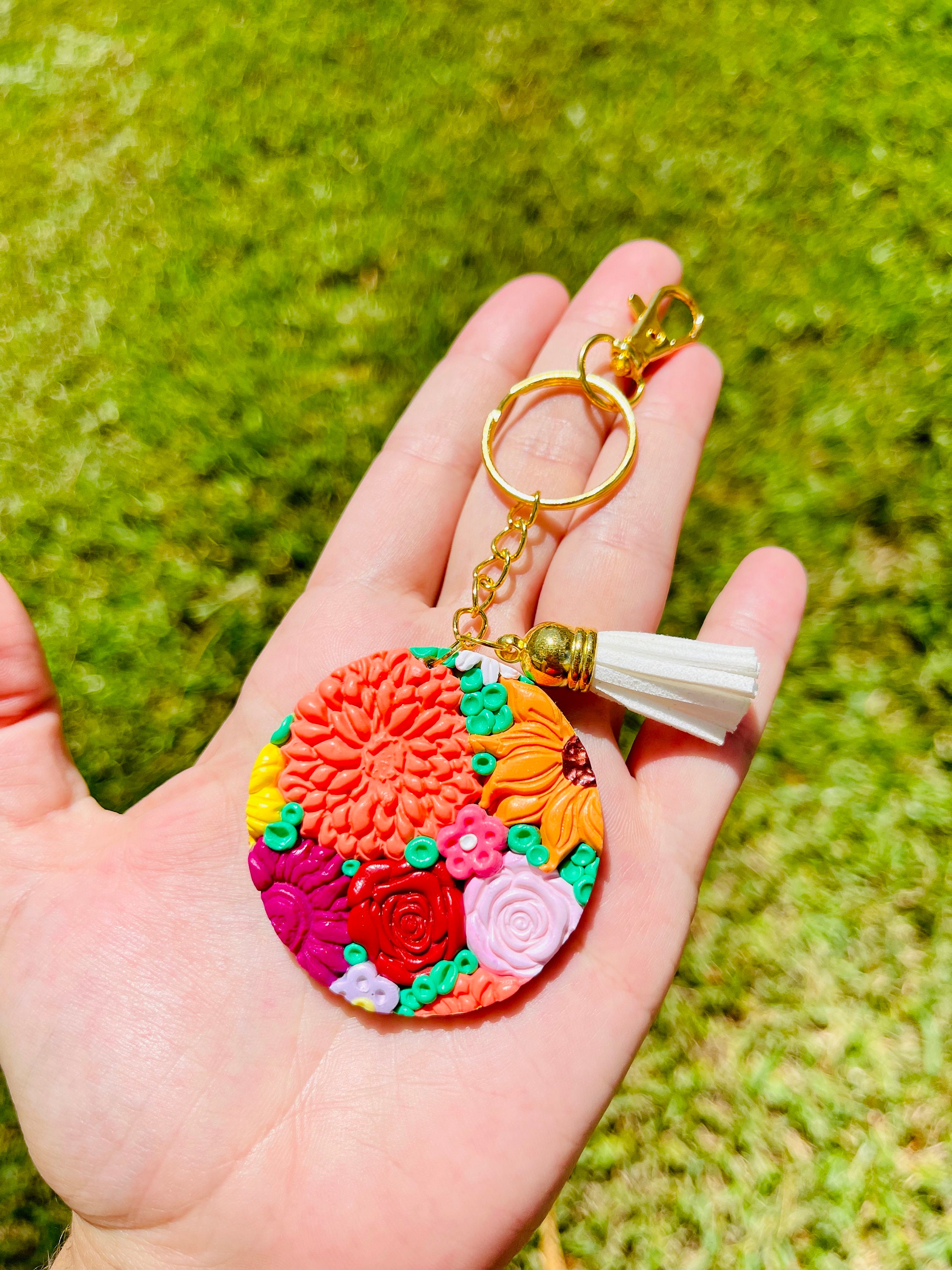 Mini Flower Garden Keychains Polymer Clay Keychains Green | Etsy