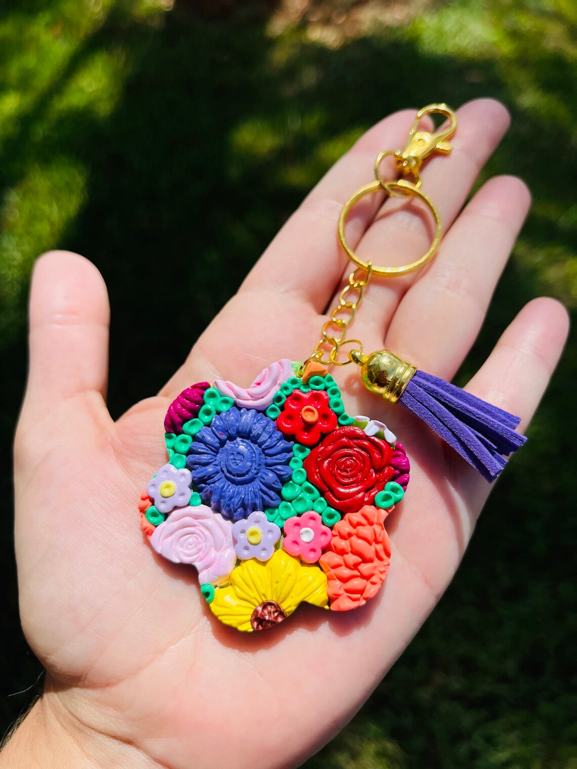 Mini Flower Garden Keychains Polymer Clay Keychains Green | Etsy