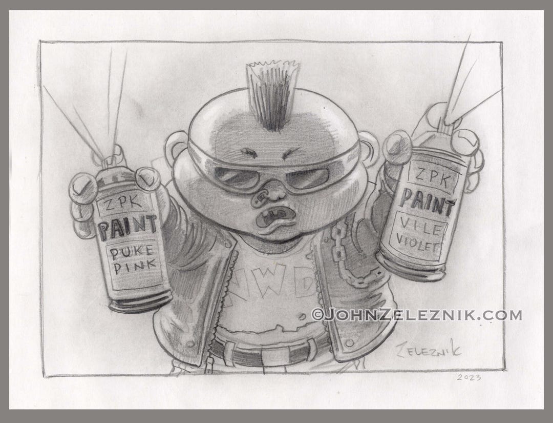 GPK New Wave Dave Two Spray Paint Cans Pencil Drawing by Zeleznik ...