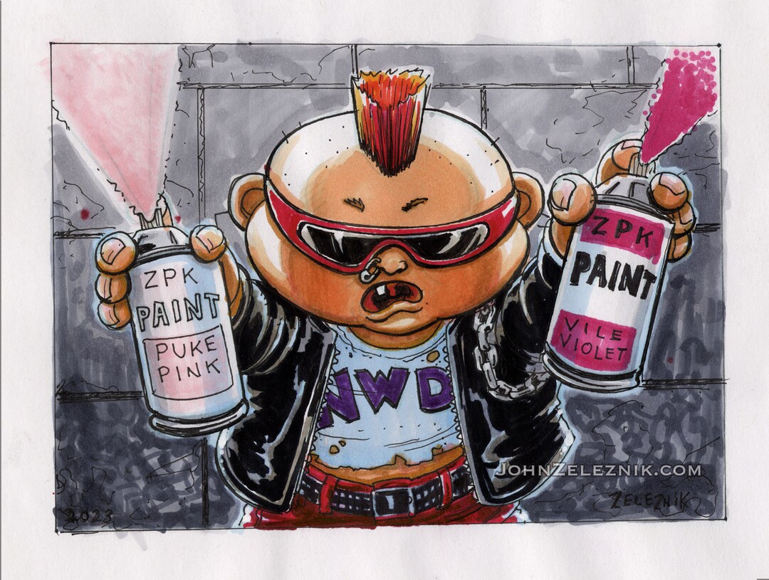GPK New Wave Dave Two Spraypaint Cans Color Drawing by Zeleznik Garbage ...