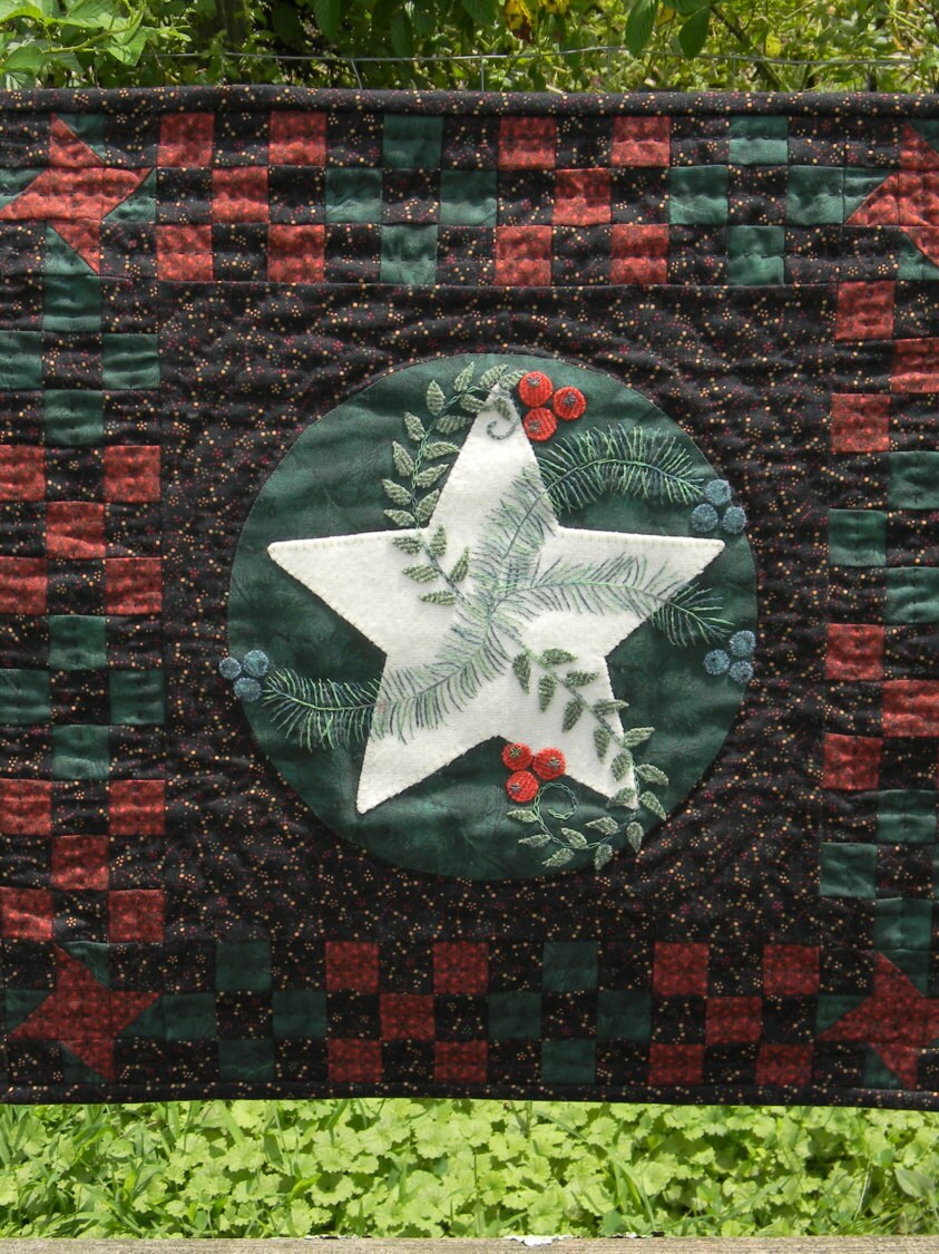 Winterberry Star-wool Applique Quilt Pattern - Etsy