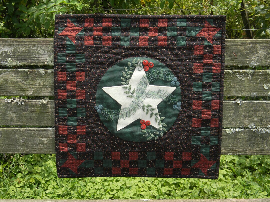 Winterberry Star-wool Applique Quilt Pattern - Etsy