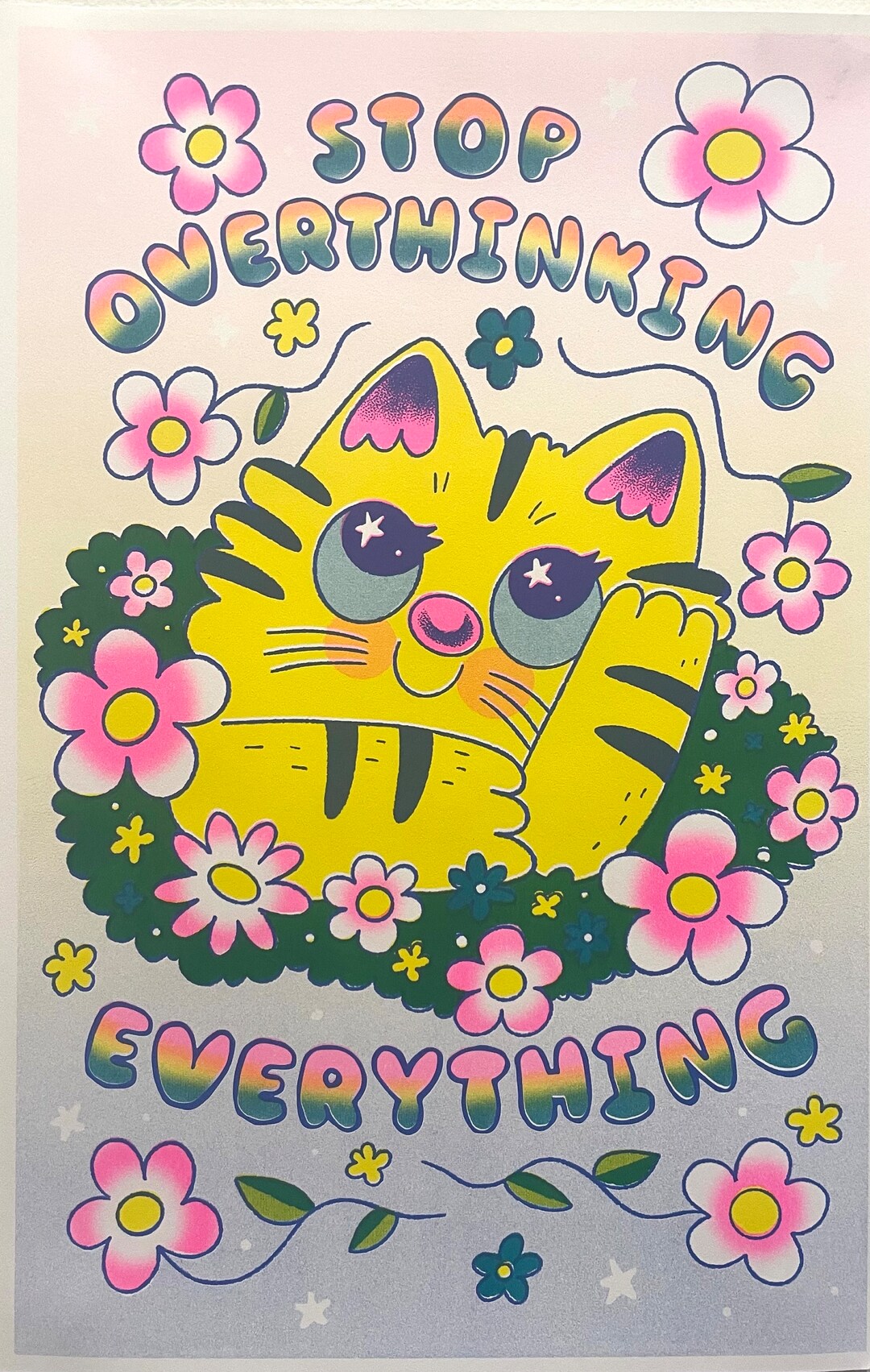 Stop Overthinking Risograph Print - Etsy