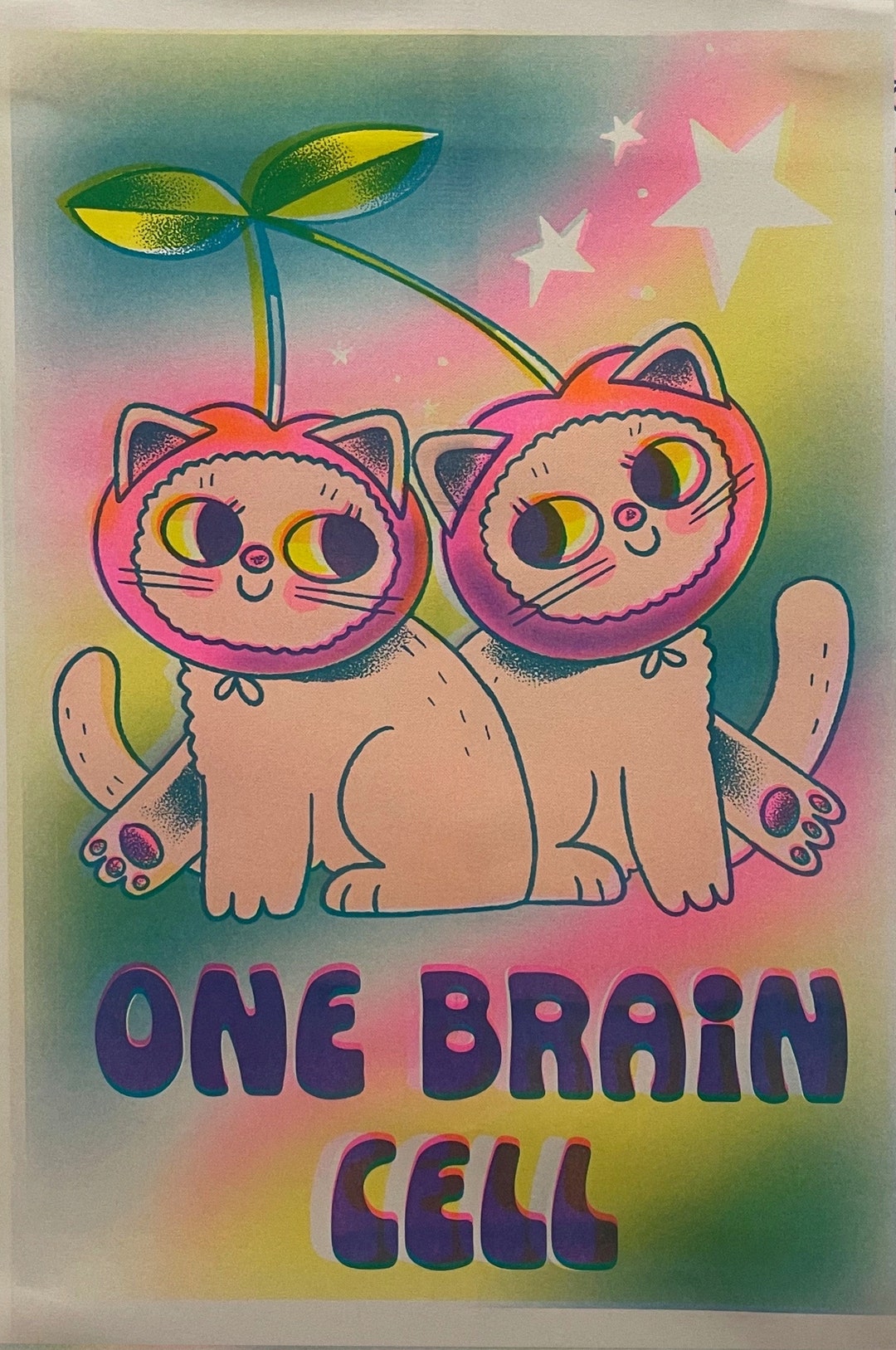 One Brain Cell Risograph Print - Etsy