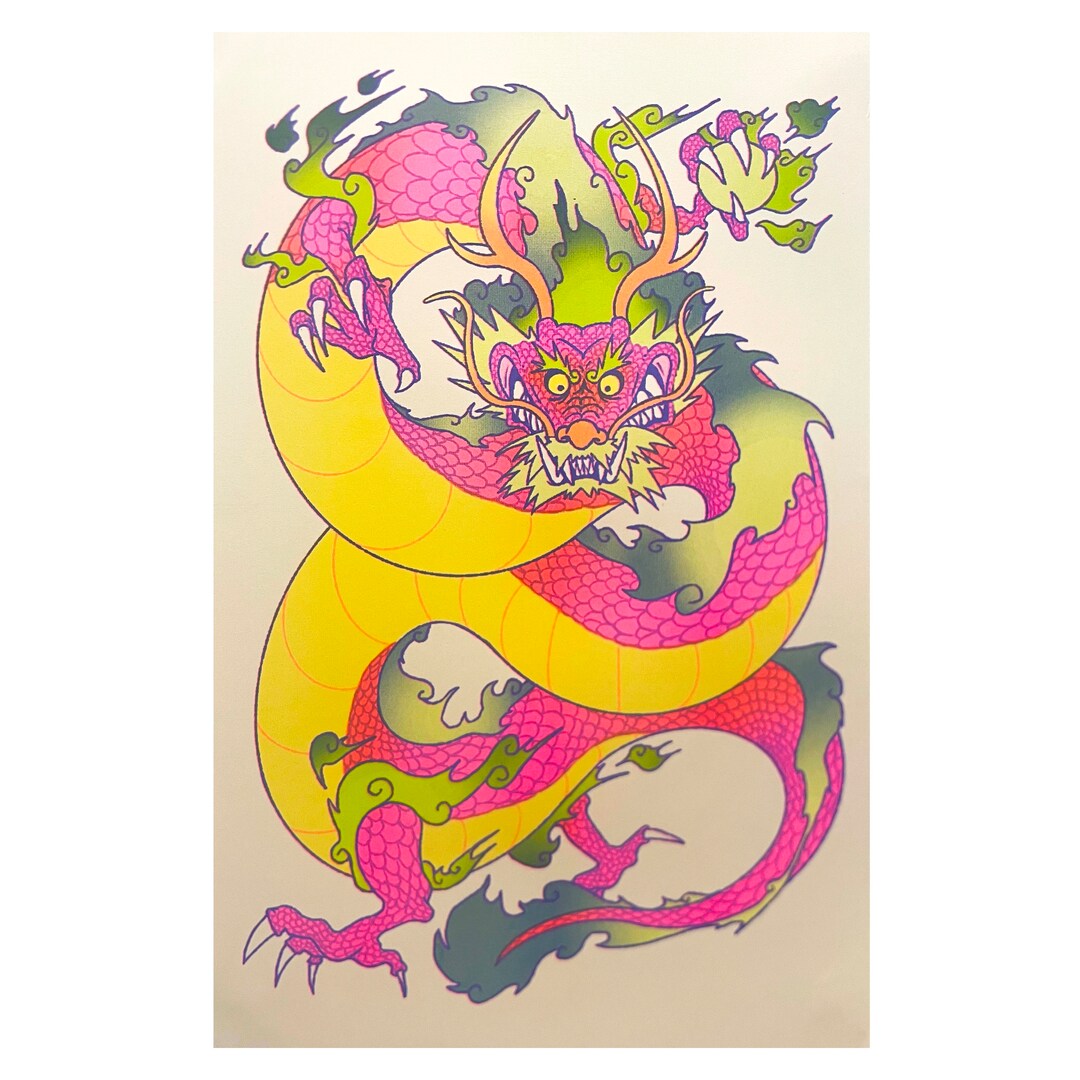 Dragon Risograph Print - Etsy