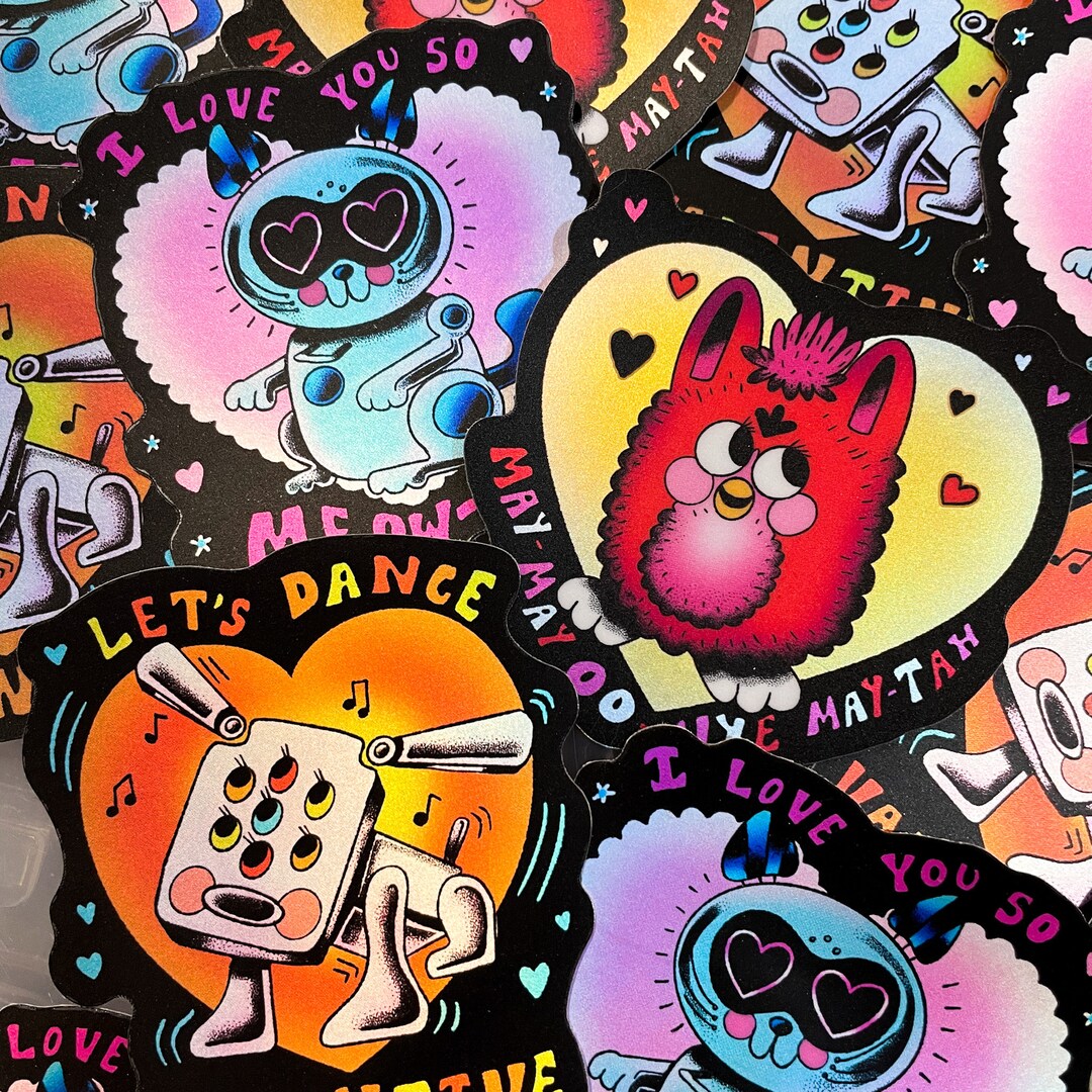 Y2K Robo Pet Valentines Sticker Pack - Etsy