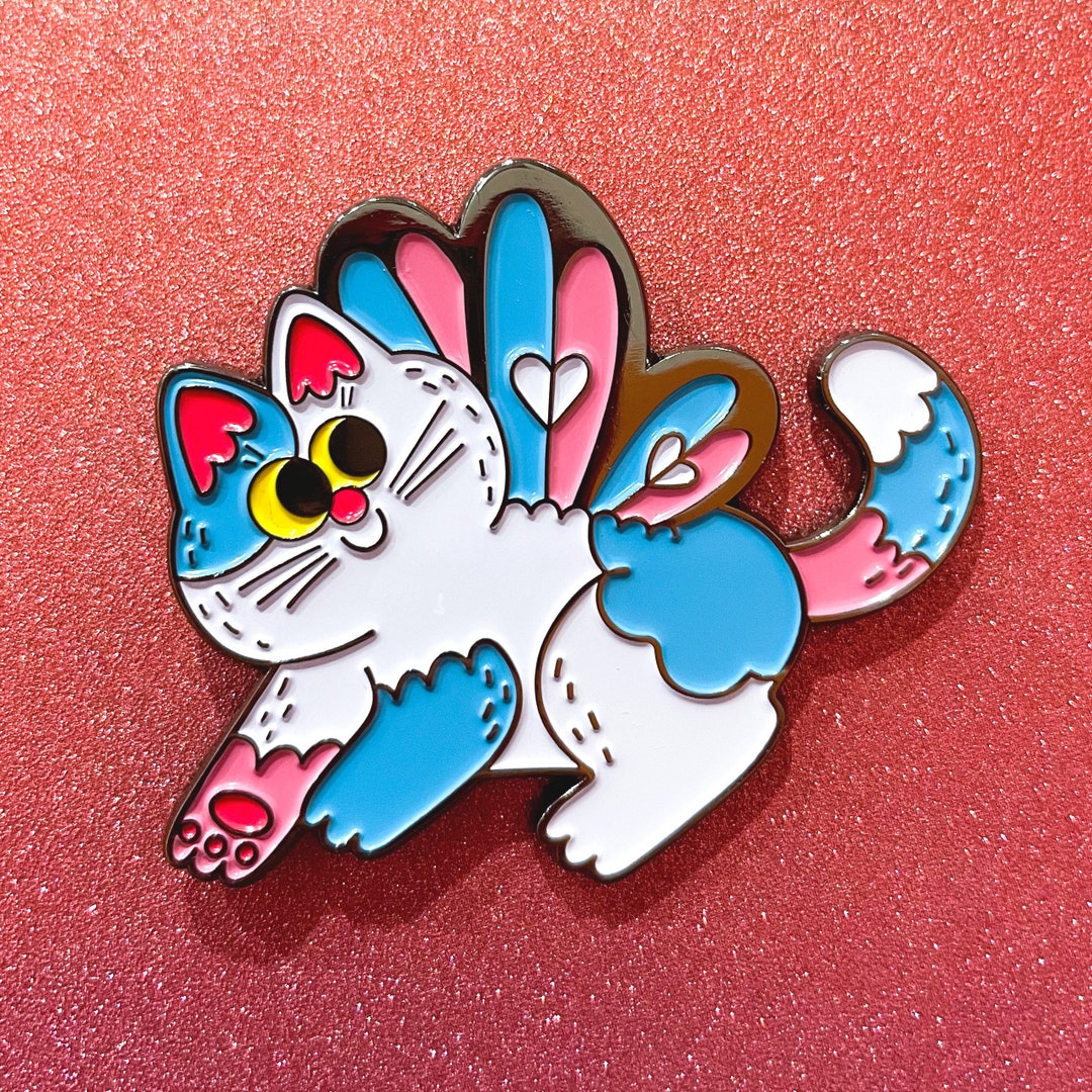 Trans Pride Cat Enamel Pin - Etsy