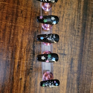 Studio Ghibli Inspired Soot Sprite Coffin Shape Nails With Glitter ...