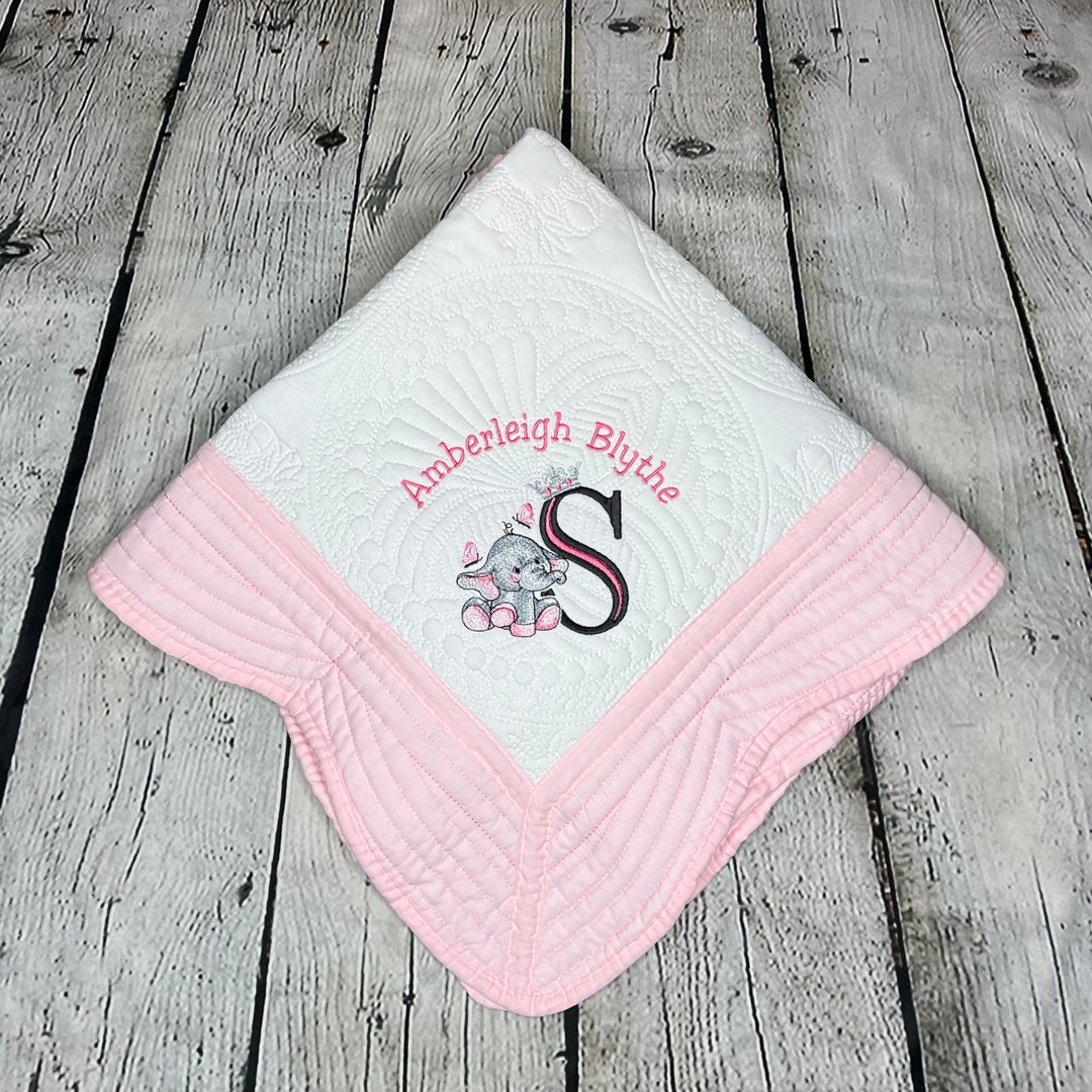 Baby Elephant Monogram Heirloom Baby Quilt Monogram Baby - Etsy