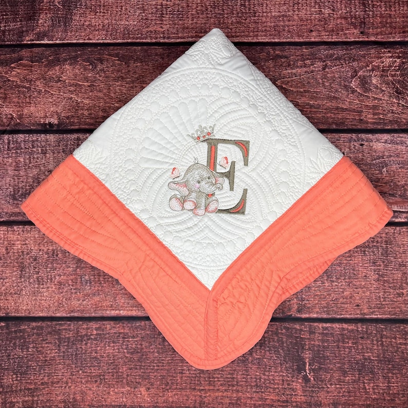 Baby Elephant Monogram Heirloom Baby Quilt Monogram Baby - Etsy