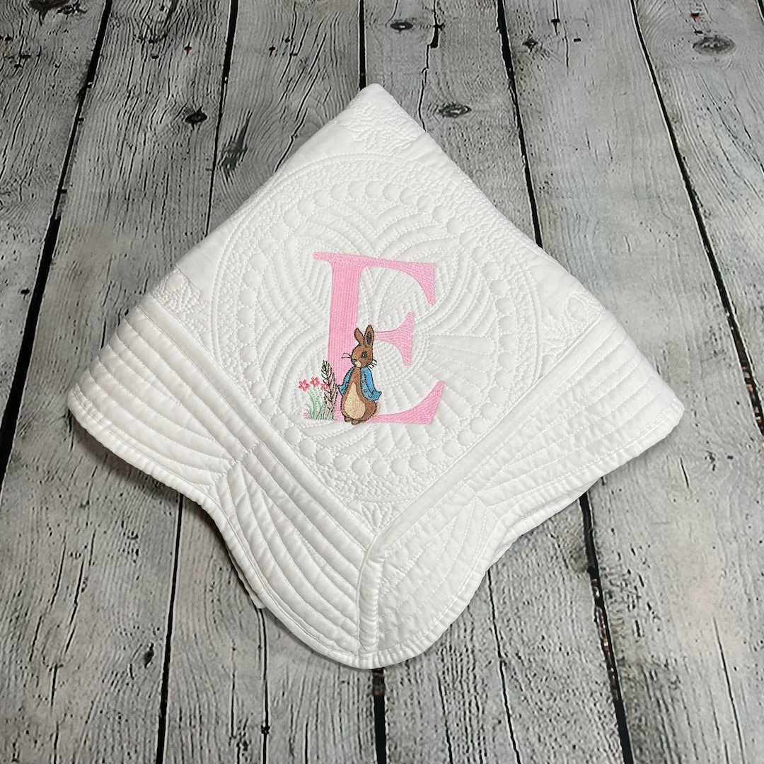Peter Rabbit Quilt, Easter Quilt, Heirloom Baby Quilt, Monogramed Baby ...