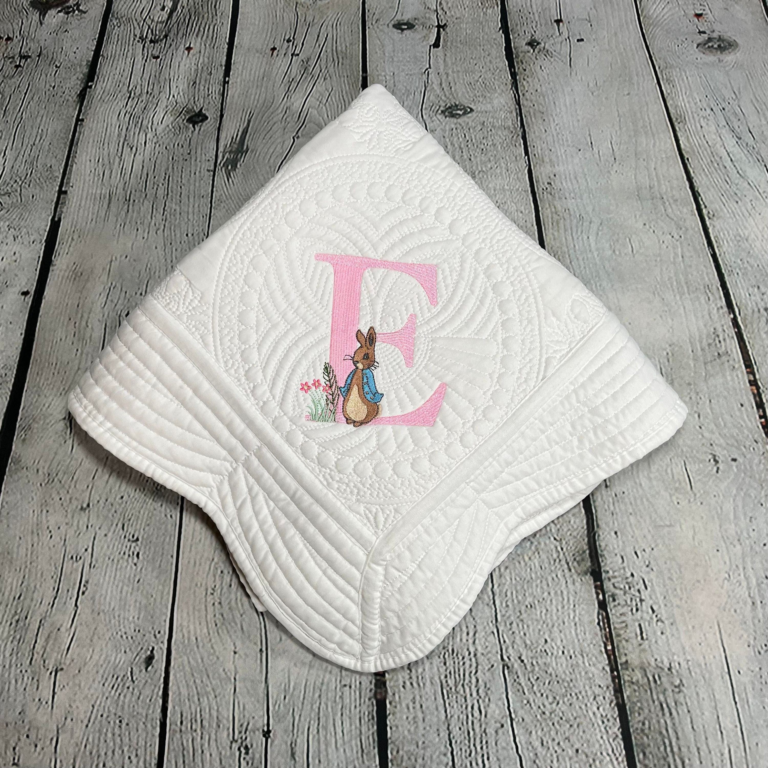 Peter Rabbit Quilt, Easter Quilt, Heirloom Baby Quilt, Monogramed Baby ...