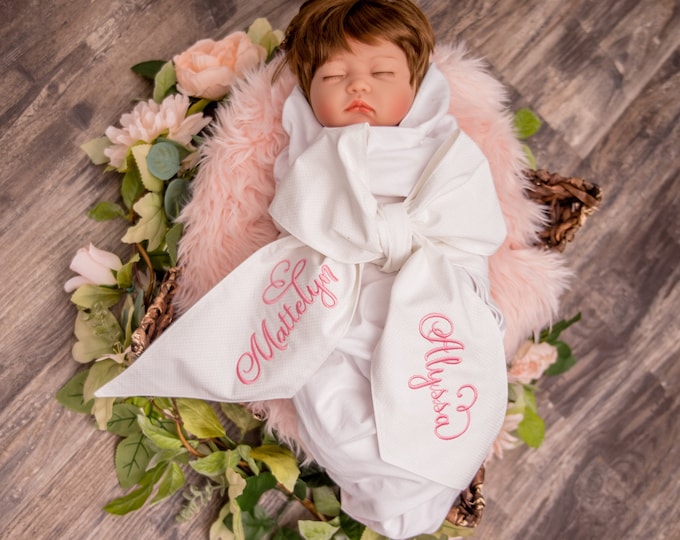 Monogrammed Baby Bow for Swaddle, Swaddle Blanket Bow, Large Baby Bow ...