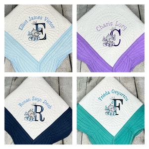 Baby Elephant Monogram Heirloom Baby Quilt, Monogram Baby Quilt ...
