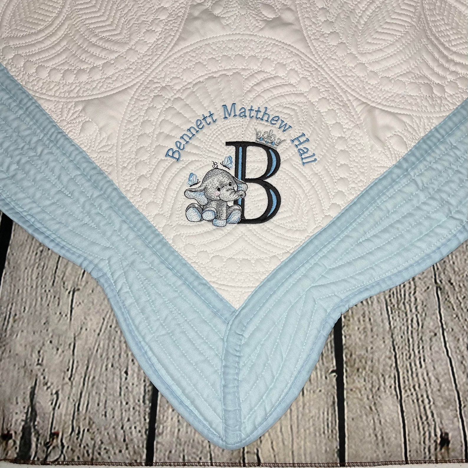 Baby Elephant Monogram Heirloom Baby Quilt Monogram Baby - Etsy