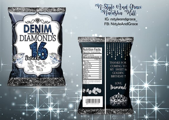 Denim Diamond Sweet 16 Digital File Customize - Etsy