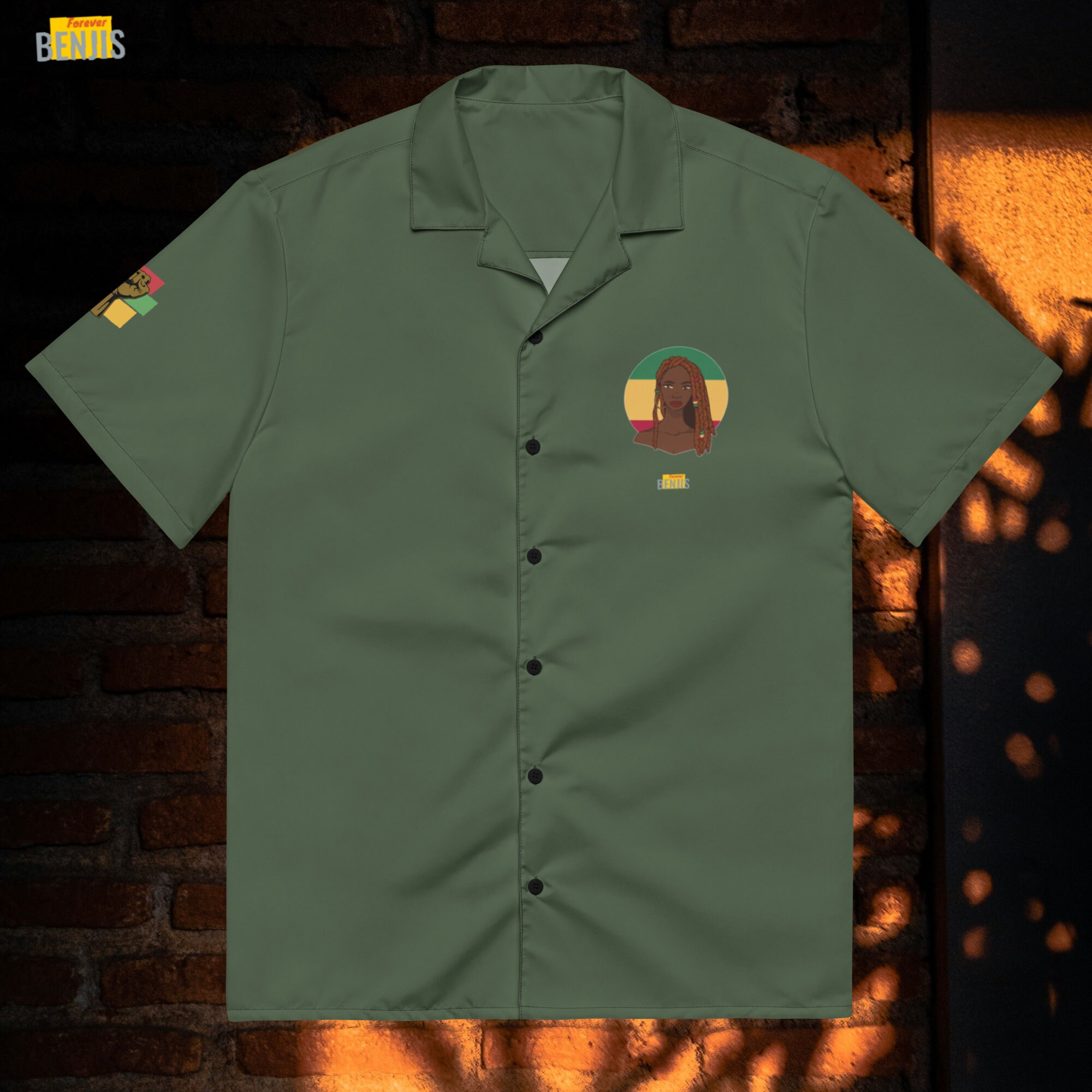 RASTAFARI JAMAICAN Flag Button Down TEE, Unisex Black Culture Feminist ...