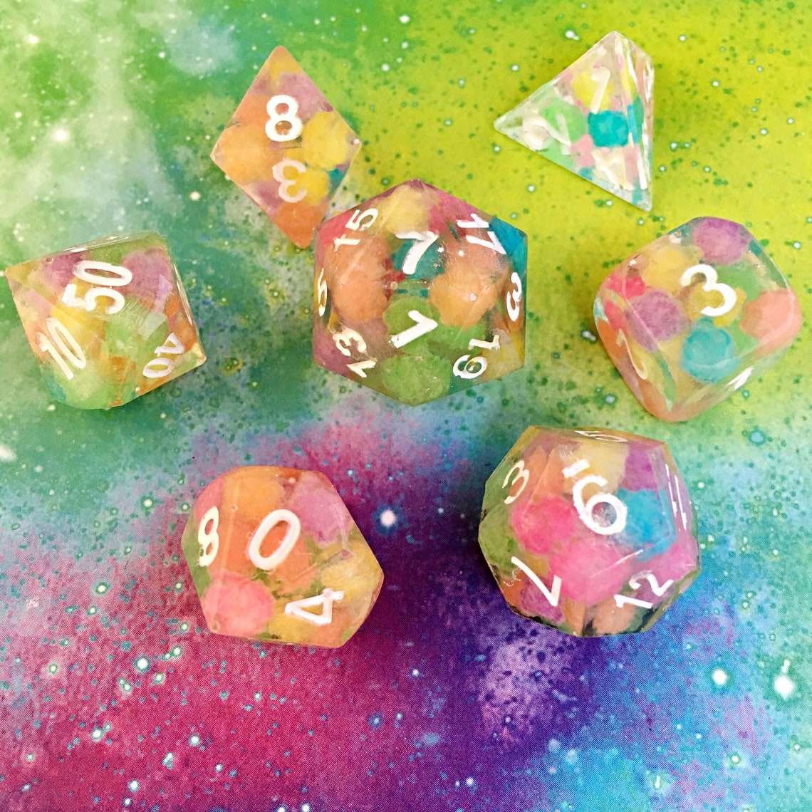 Konpeito Rainbow Candy Sparkles DND Dice Set for Dungeons and - Etsy